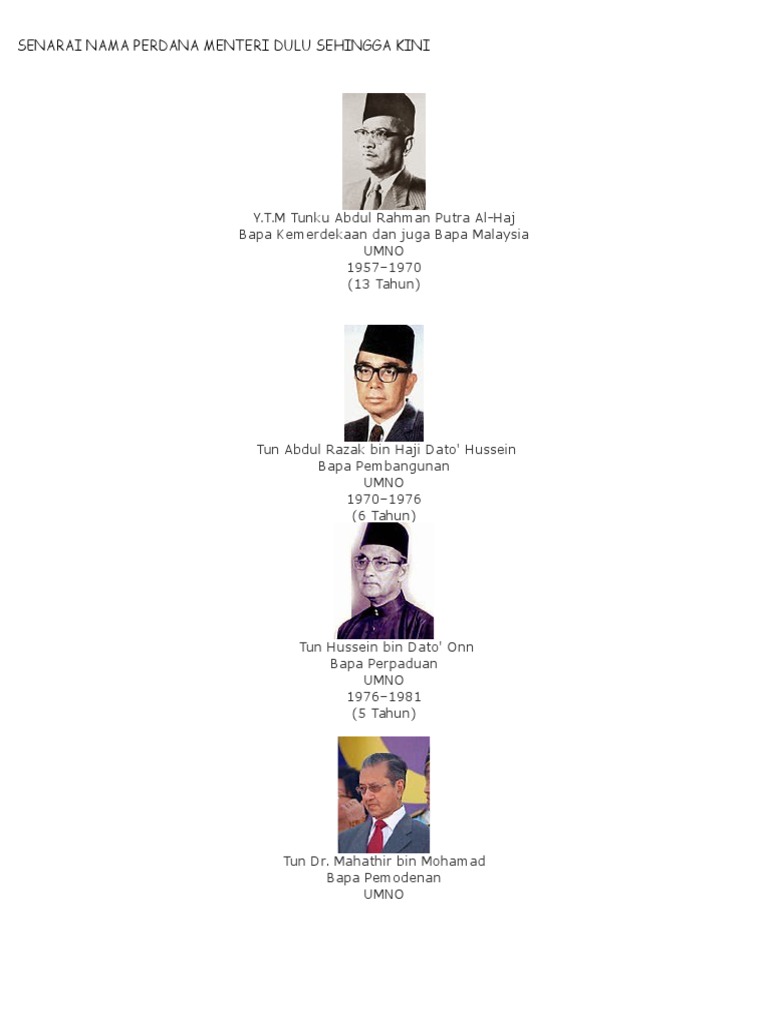 Senarai Nama Perdana Menteri