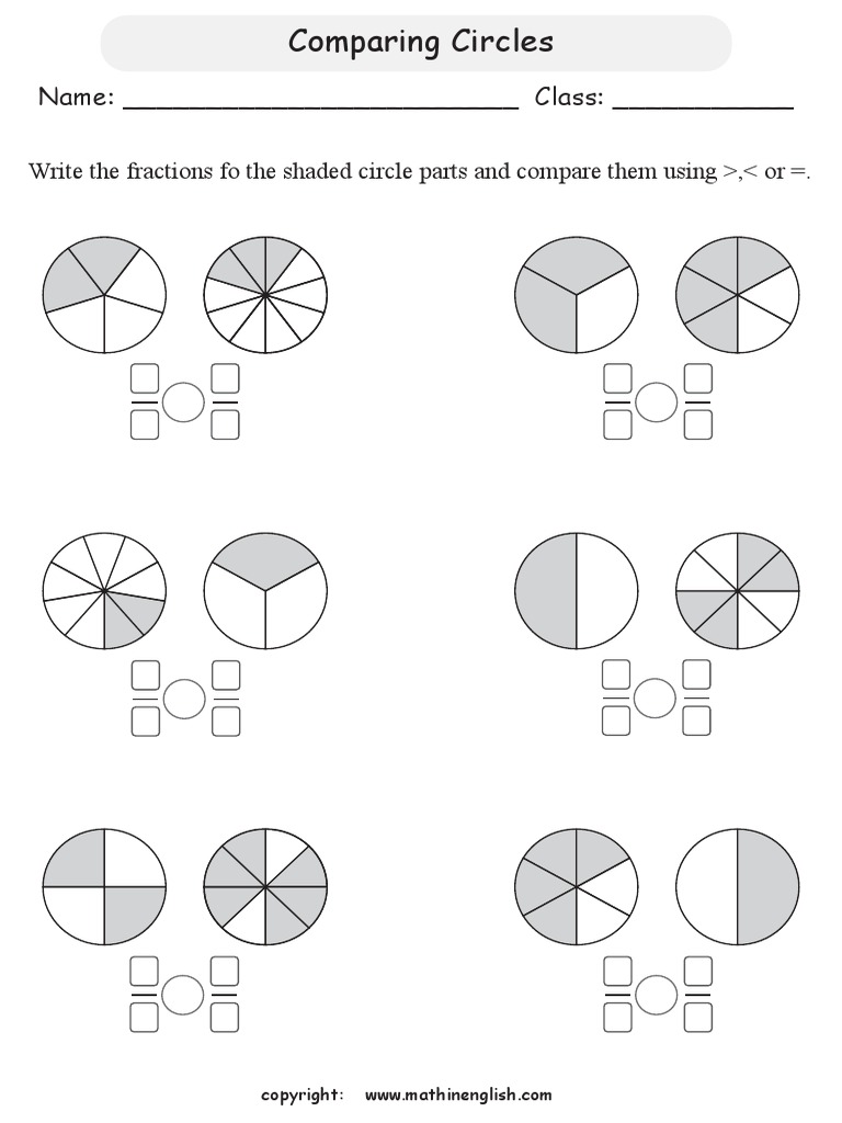 Comparing Fractionsin Circles | PDF