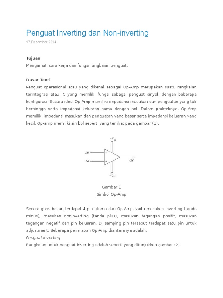Penguat Inverting Dan Non | PDF | Metode & Bahan Ajar | Sains & Matematika