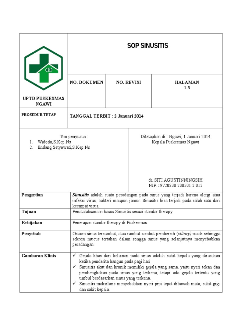 Sop Sinusitis | PDF