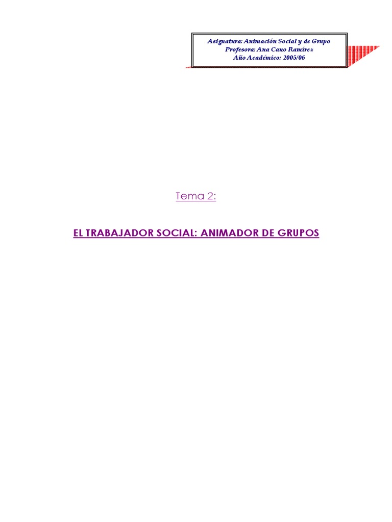El Perfil Del Animador Sociocultural | PDF | Ideologías | Trabajo Social