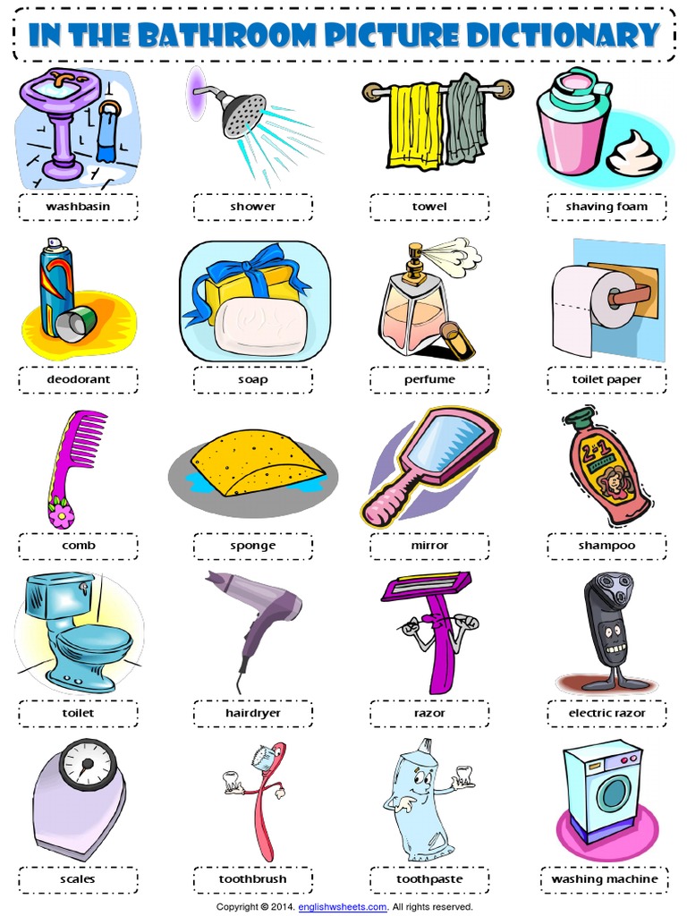 In The Bathroom Esl Picture Dictionary Worksheet | PDF | Hairdressing ...