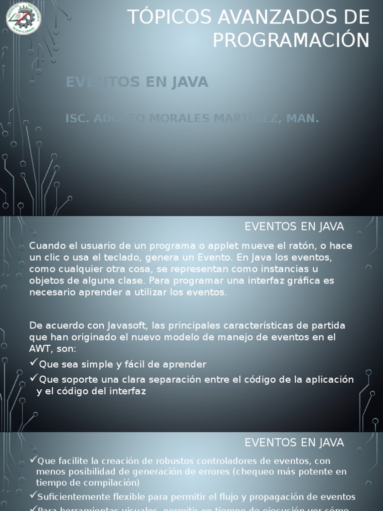 Tópicos Avanzados De Programación Eventos Pdf Ventana Informática Java Lenguaje De