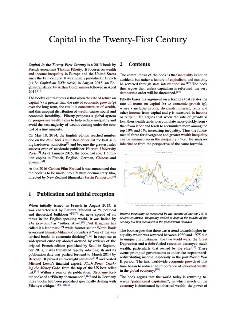 Capital in The Twenty-First Century | PDF | Thomas Piketty | Economic ...