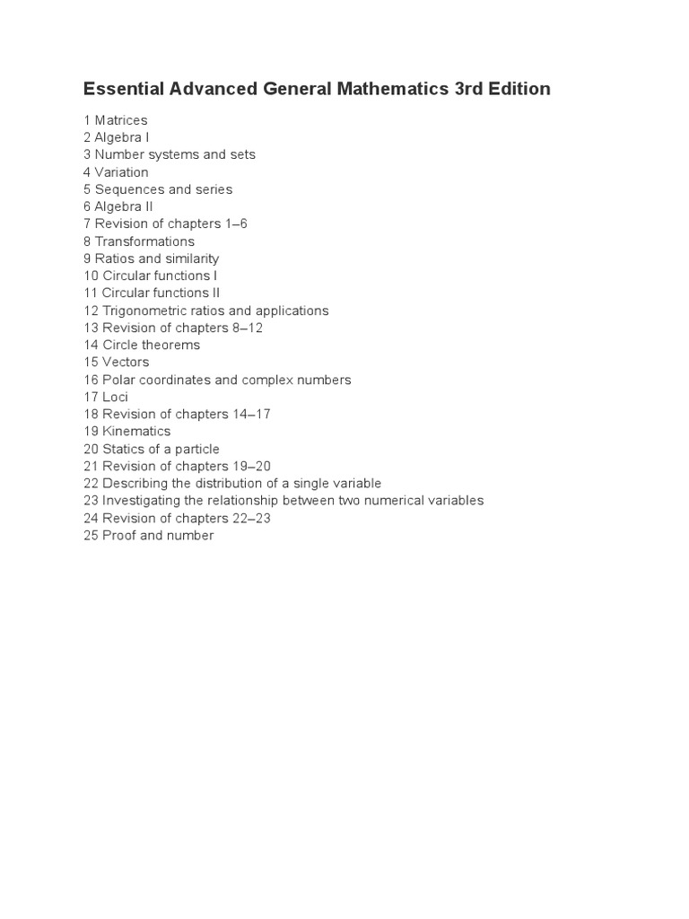 Essential Advanced General Mathematics 3rd Edition | PDF