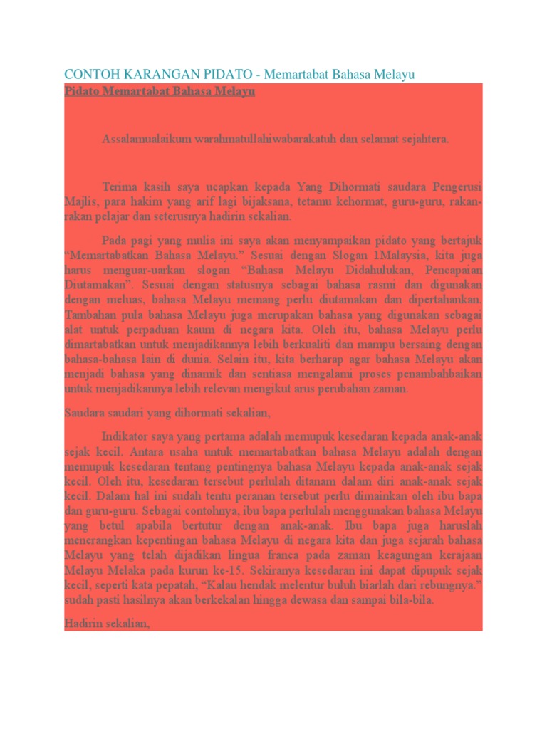 Contoh Karangan Pidato | PDF