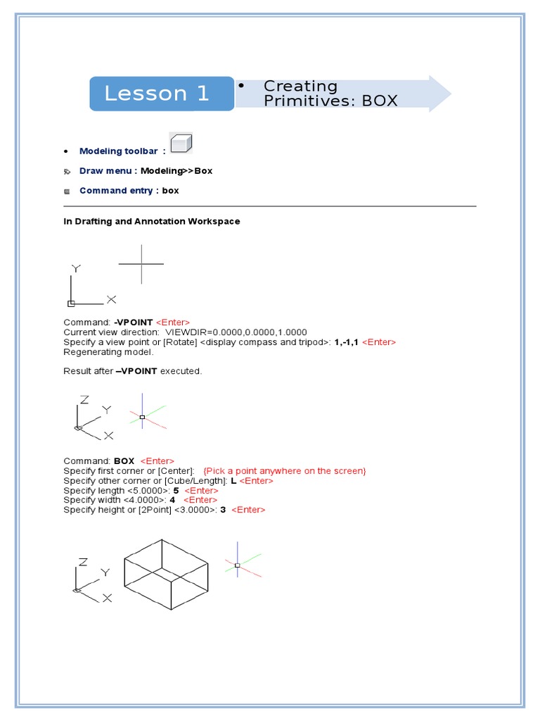 Creating 3D Box Primitives in CAD | PDF