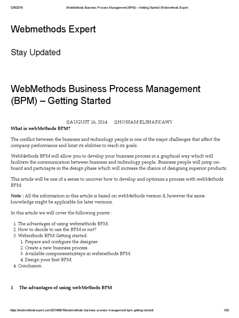 WebMethods Business Process Management (BPM) - Getting Started - Webmethods Expert | PDF ...