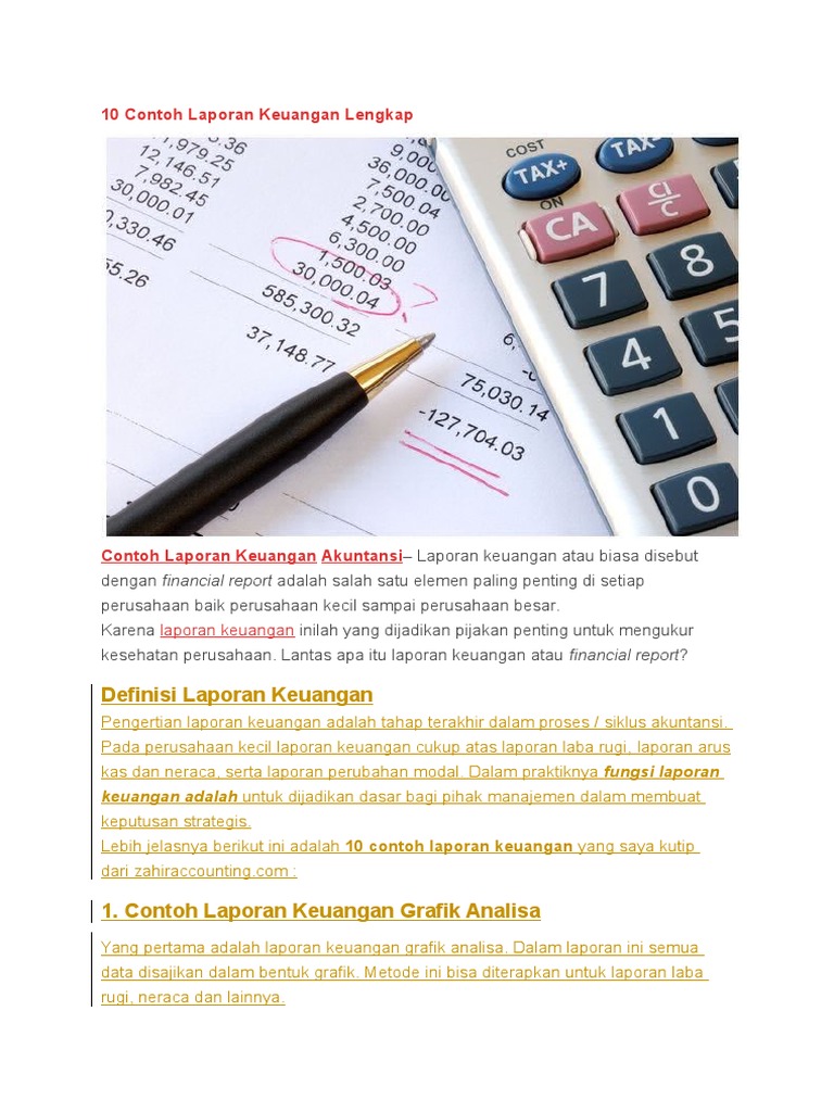 10 Contoh Laporan Keuangan Lengkap | PDF