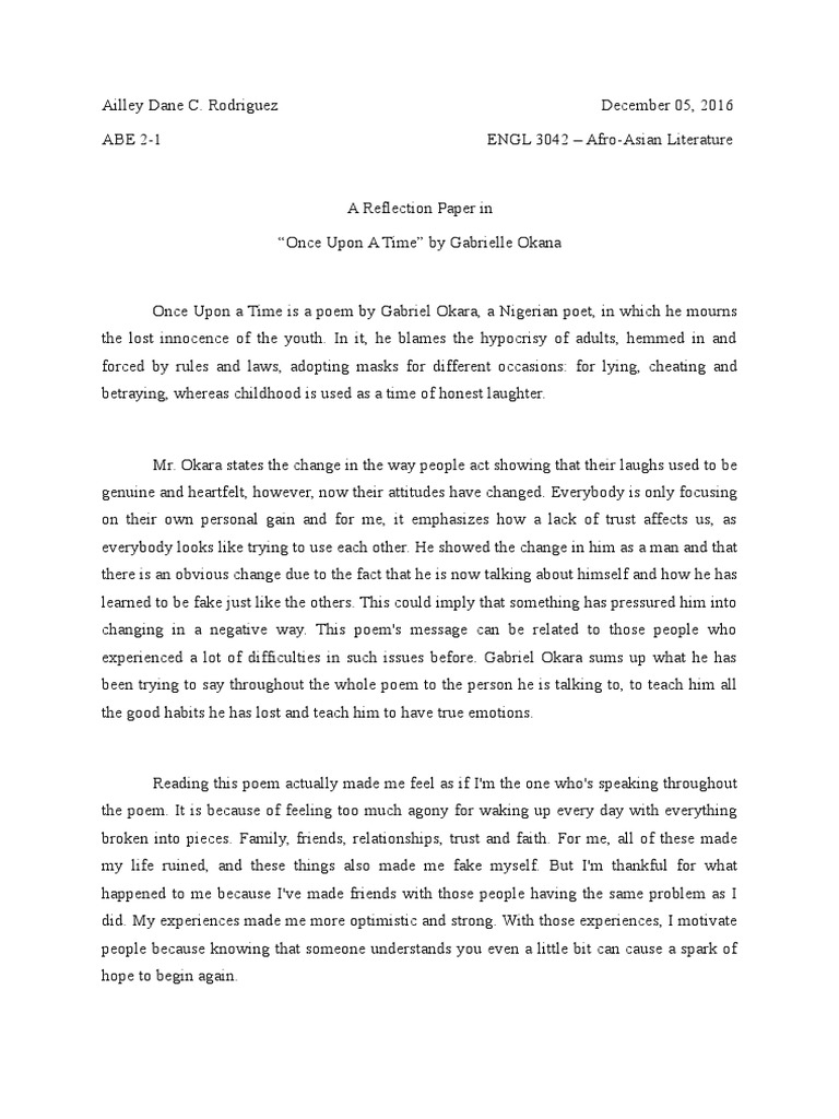 Reflection Paper 1 | PDF | Poetry | General Fiction