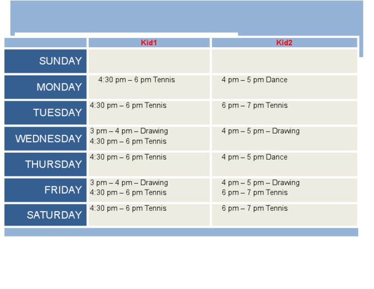 Weekly Activity Planner Kids | PDF