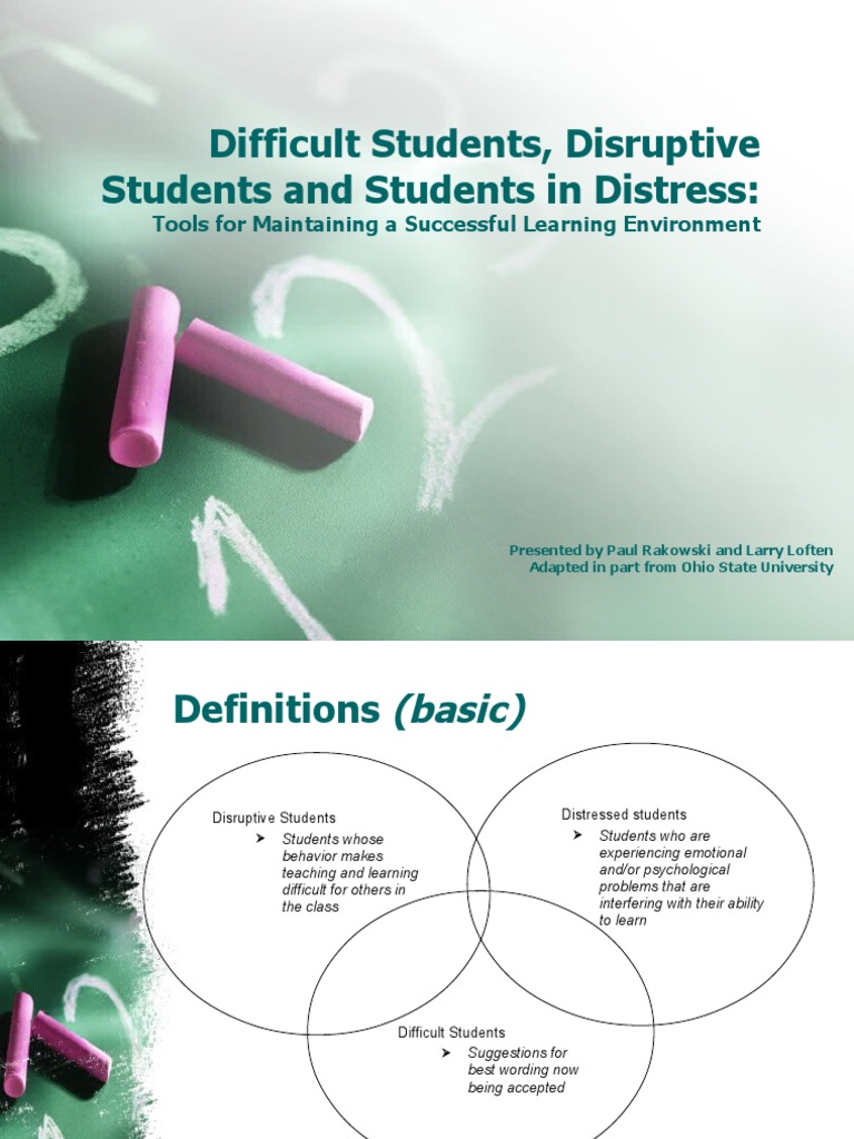 Difficult Students, Disruptive Students and Students in Distress | PDF ...