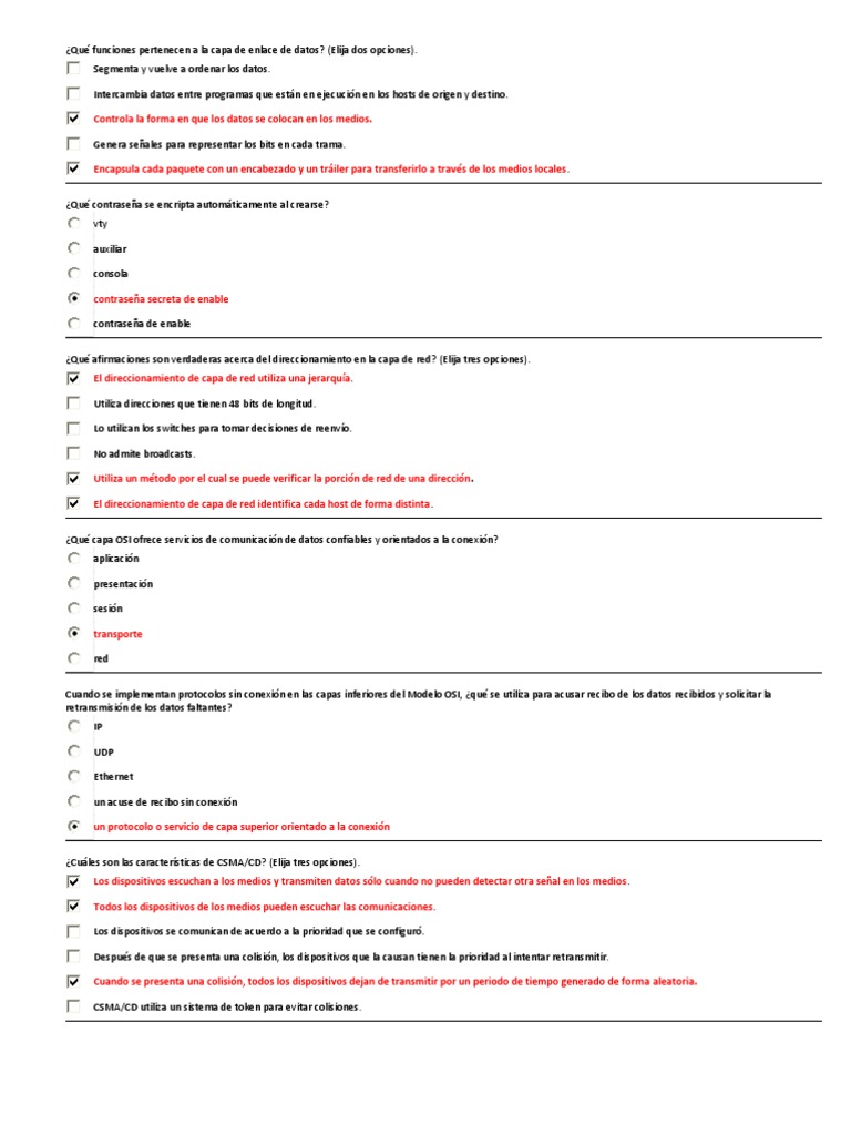Cuestionario de Redes y Protocolos OSI | PDF | Dirección IP | Protocolos de internet
