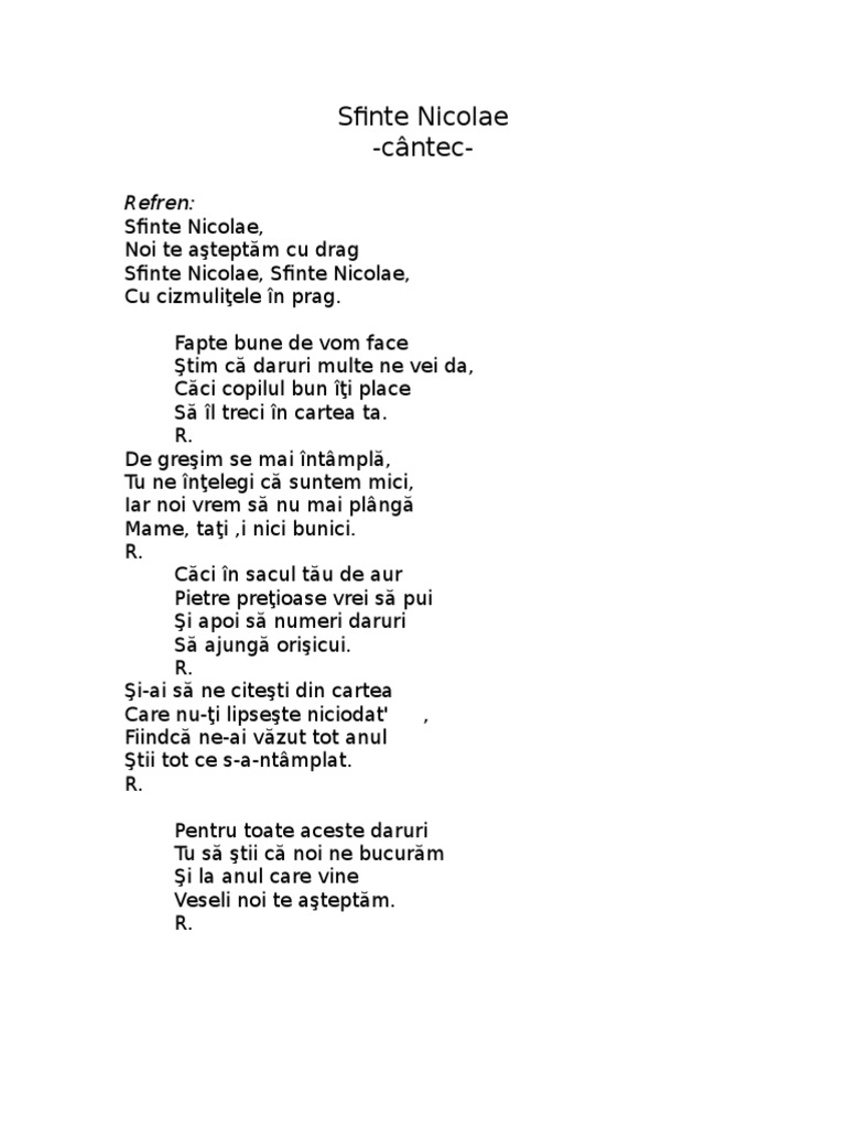 Sfinte Nicolae. Cantec Doc