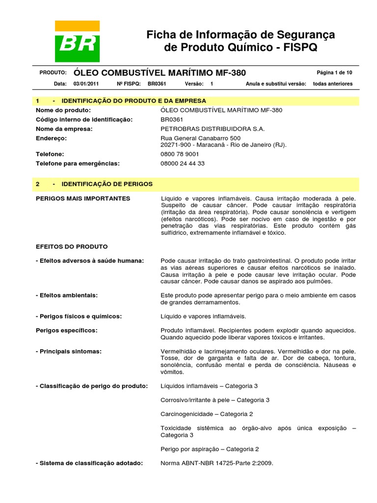 Fispq - Óleo Combustível Marítimo Mf-380 | PDF | Combustão | Vapor