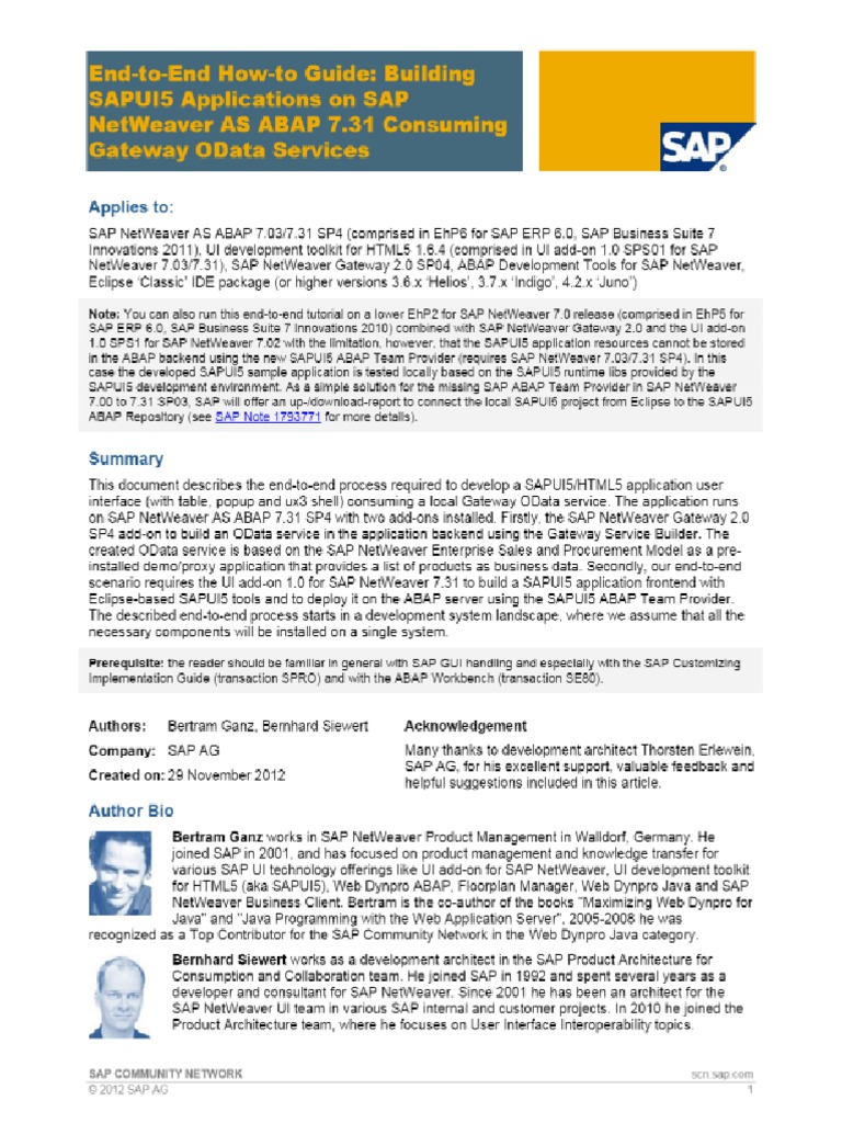 End-To-End How-To Guide - Building SAPUI5 Applications On SAP NetWeaver ...