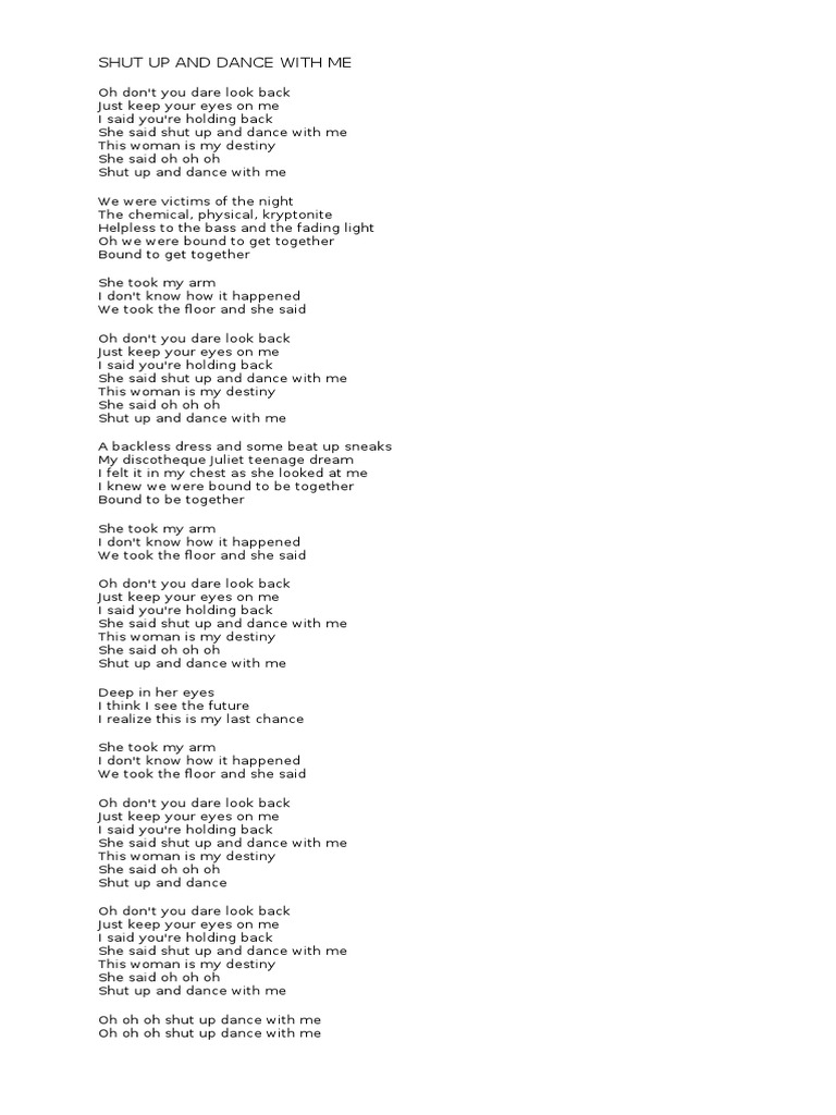 Lyrics Shut Up | PDF | Chemical Elements | Transition Metals