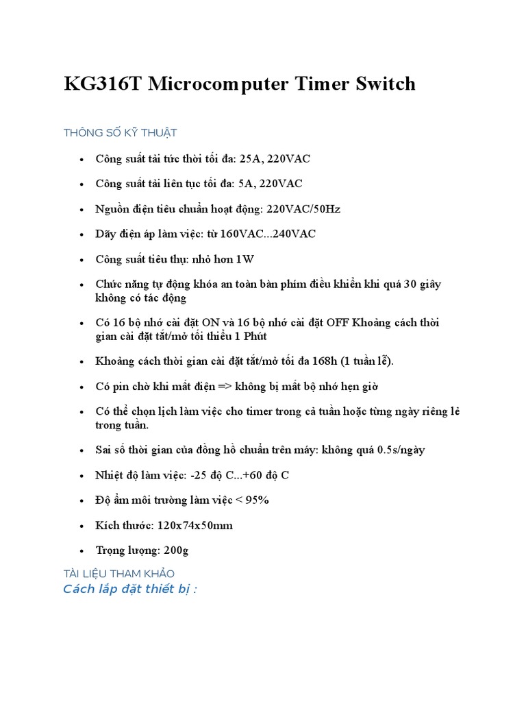 KG316T Microcomputer Timer Switch | PDF