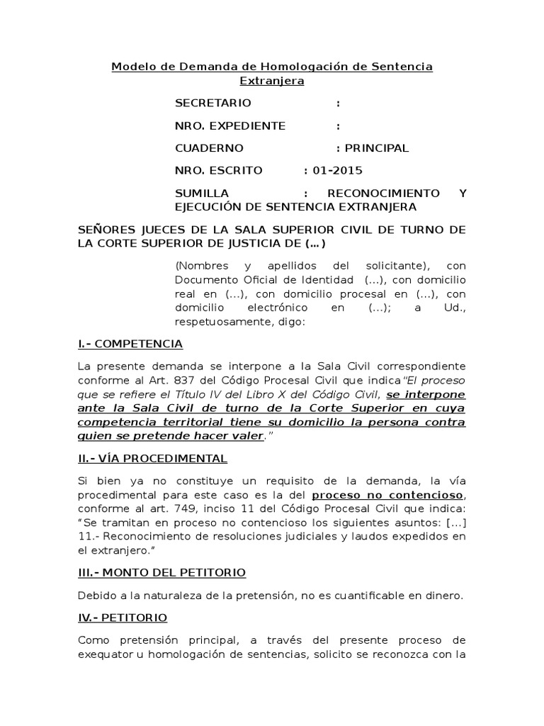 Modelo de Sentencia | Veredicto (Derecho) | Demanda judicial