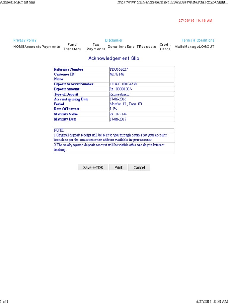 Acknowledgement Slip | PDF