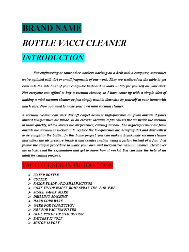 J.R.B Bottle Vaccum Cleaner Projects | PDF | Vacuum Cleaner | Nature