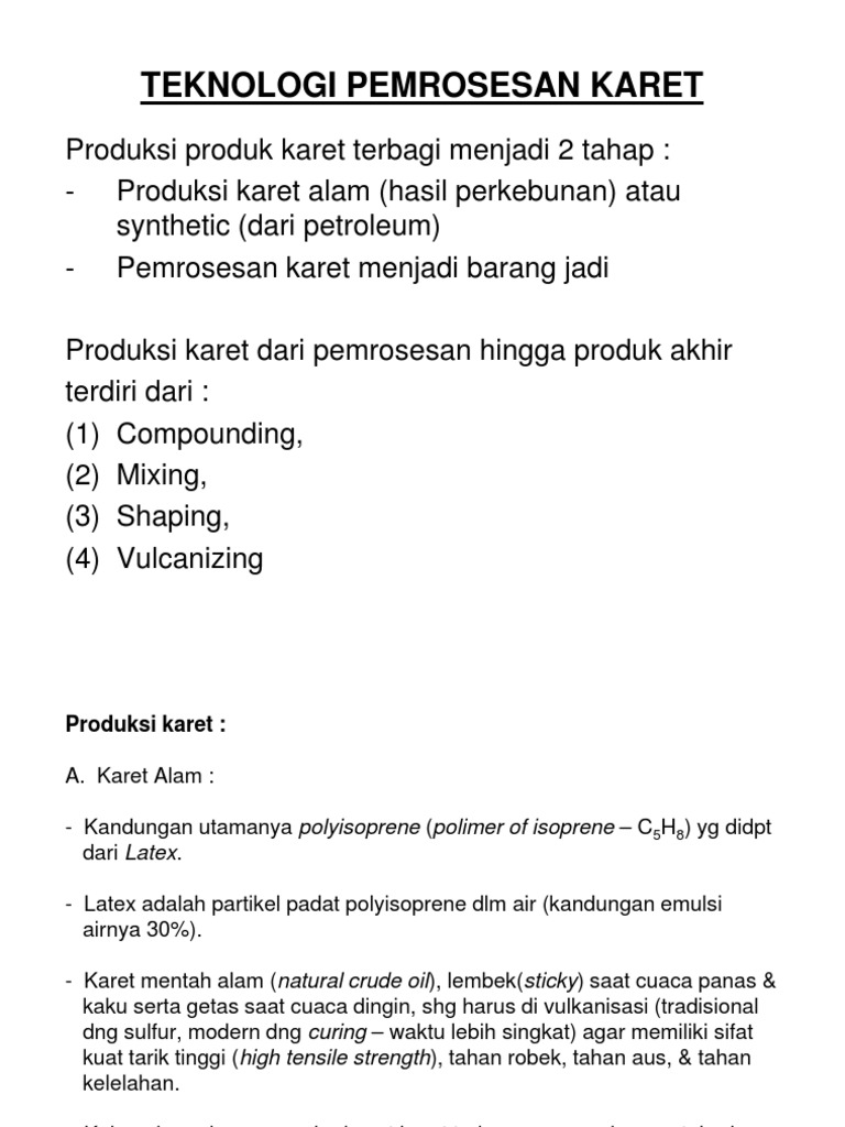 Kuliah 11 PM Rubber Processing Technology | PDF
