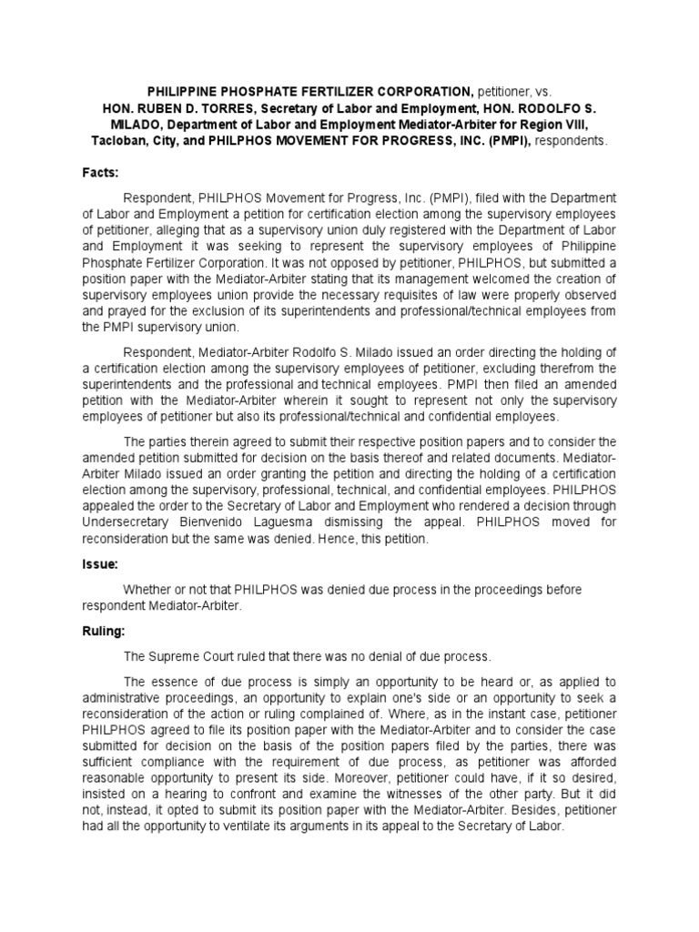 Philphos Vs Torres Case Digest | PDF | Due Process Clause | United ...