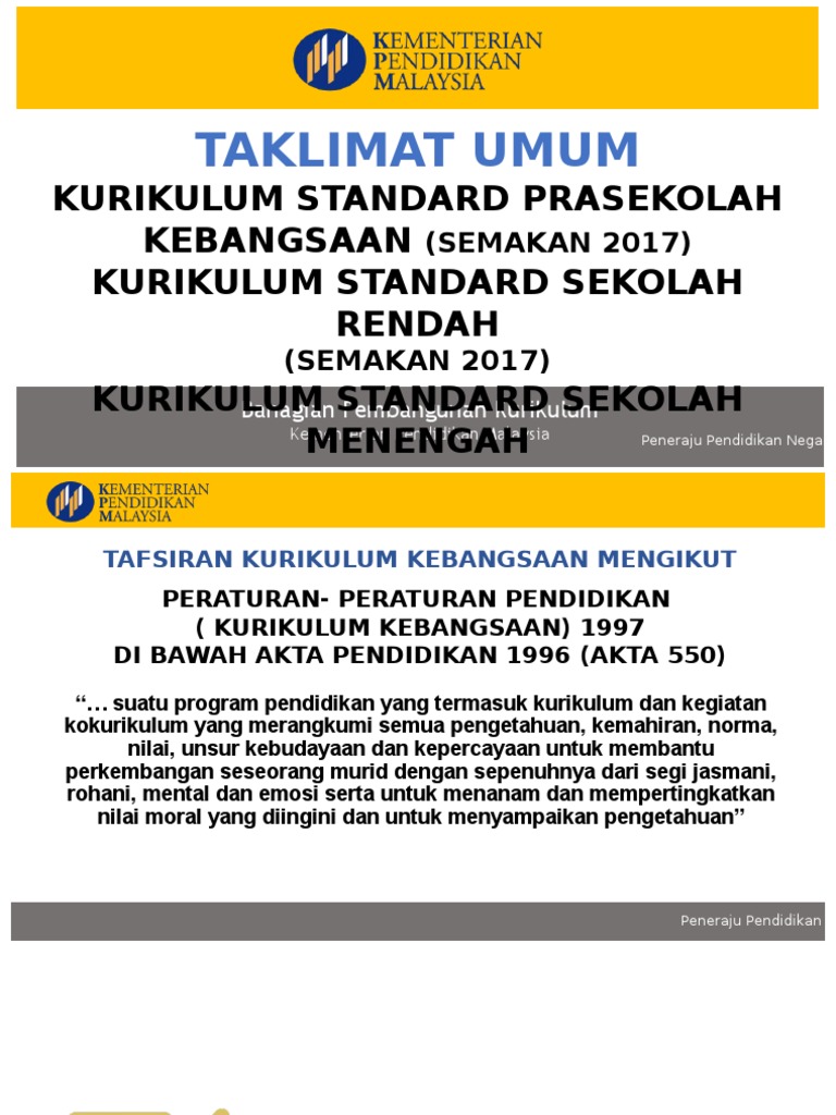 Taklimat Kurikulum (KSPK-KSSR-KSSM) | PDF