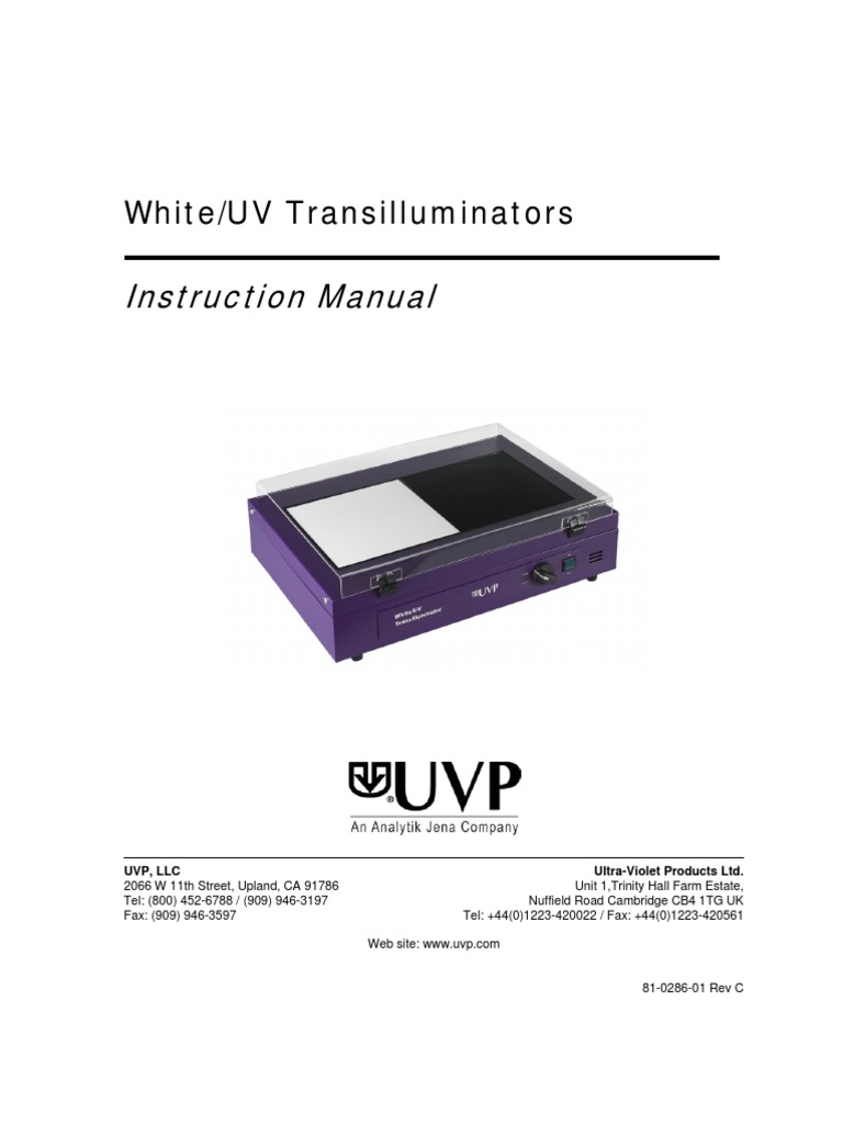 A Comprehensive Guide to White/UV Transilluminators: Features, Specifications, Operation ...