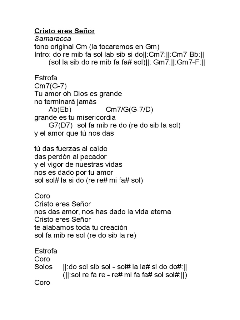 Cristo Eres Señor - Letra y Acordes | PDF