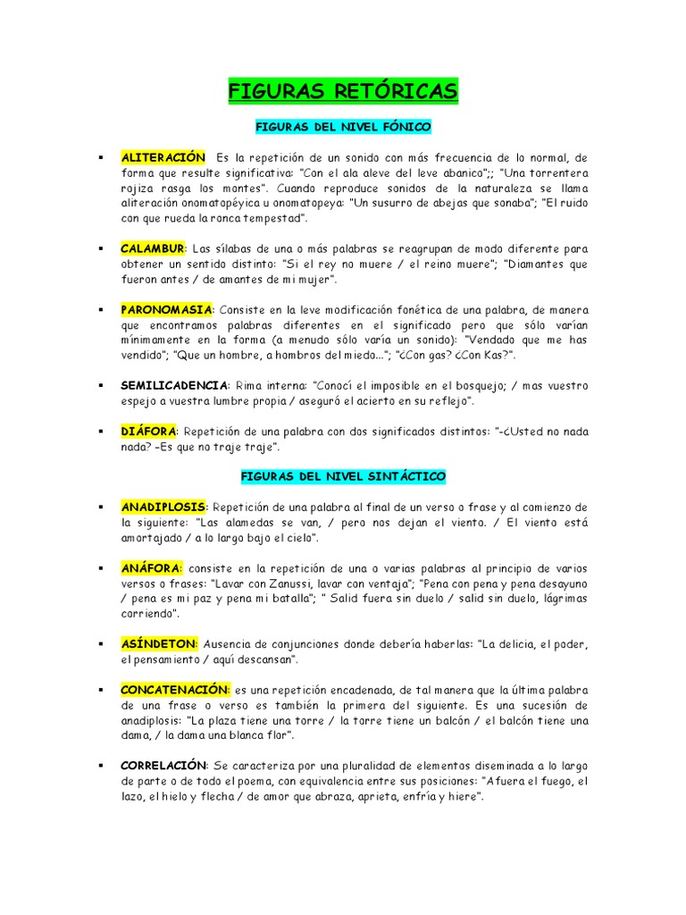 Figuras Retóricas: Ejemplos y Tipos | PDF | Metáfora | Palabra