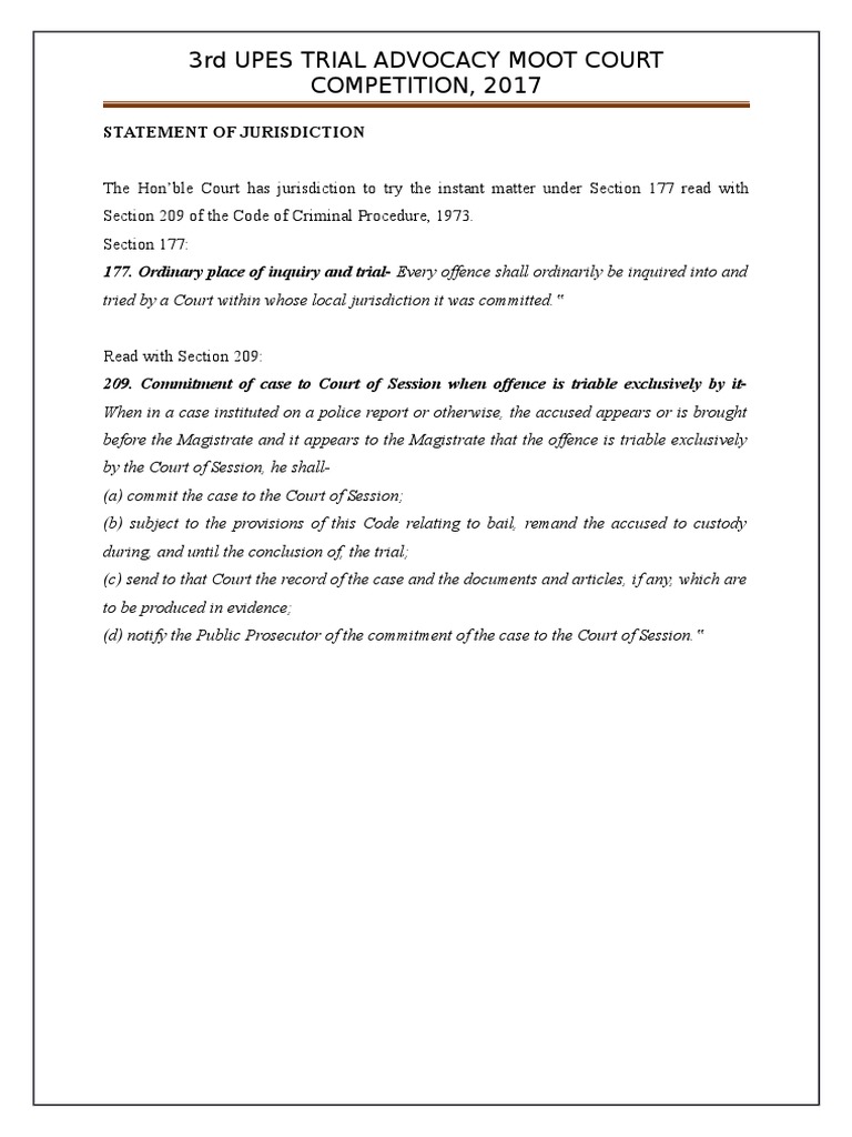 Jurisdiction Statement for Moot Court Case | PDF | Conspiracy (Criminal ...