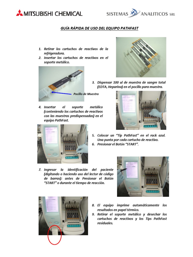 Guía Rápida de Uso Del Equipo Pathfast | PDF