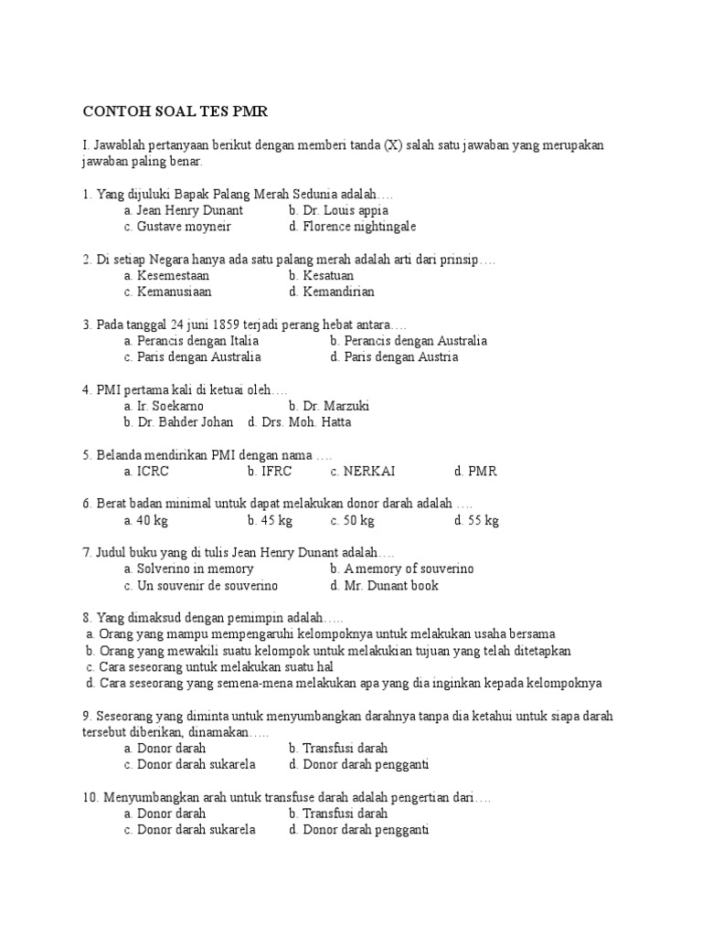 Contoh Soal Tes PMR | PDF
