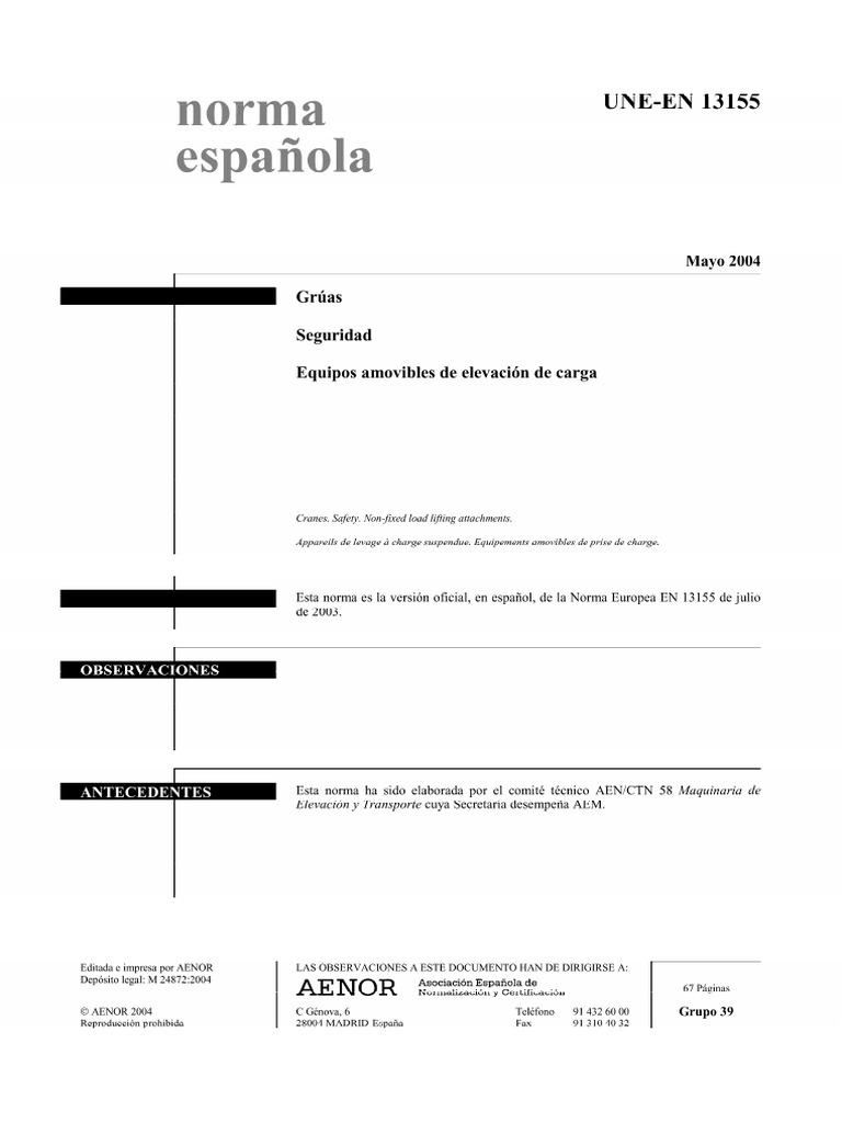Une en 13155 2003 | PDF
