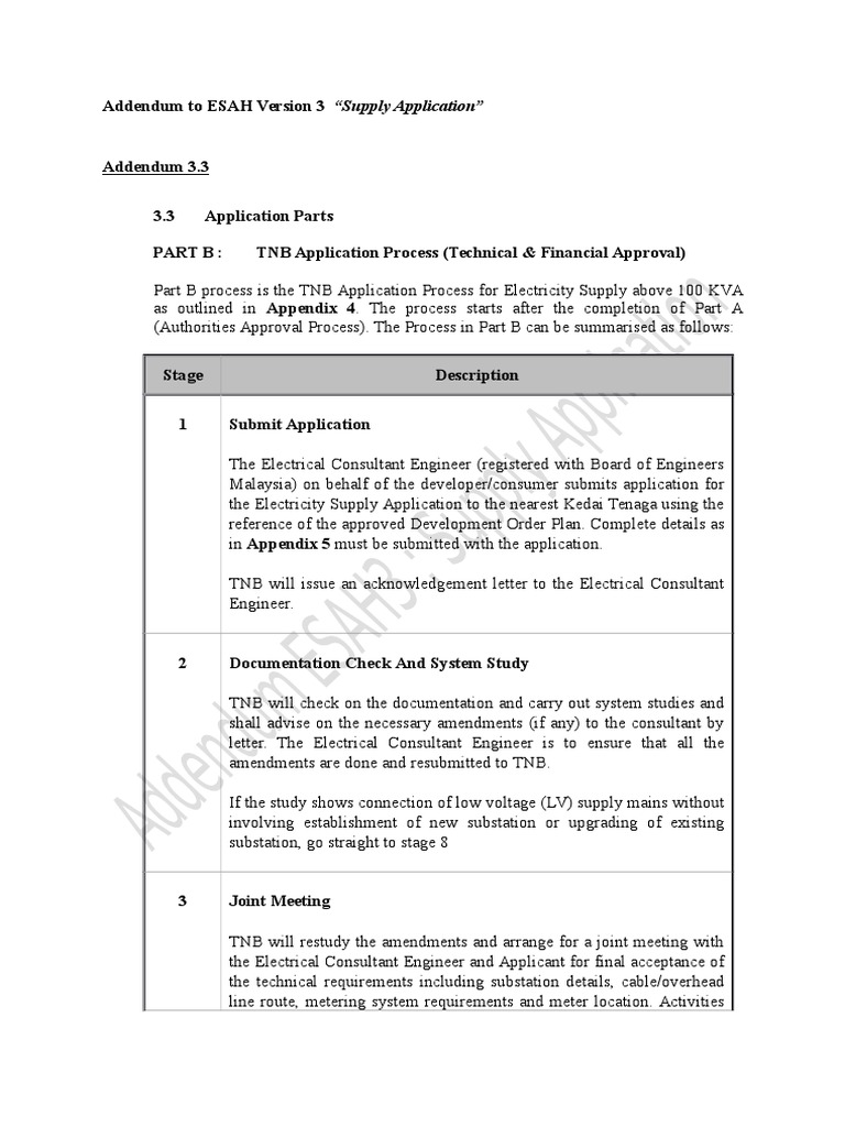 Addendum To ESAH Version 3 Supply Application (3.3) | PDF | Electrical ...