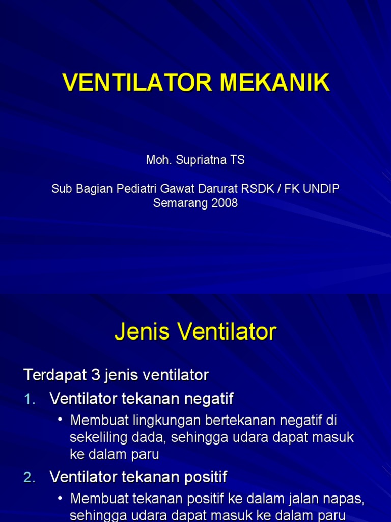 Jenis dan Indikasi Ventilator Mekanik | PDF