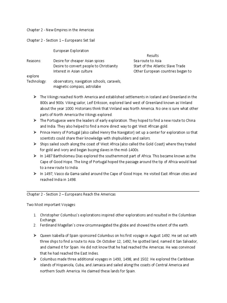 Chapter 2 Notes New Empires in The Americas | PDF | Conquistador ...