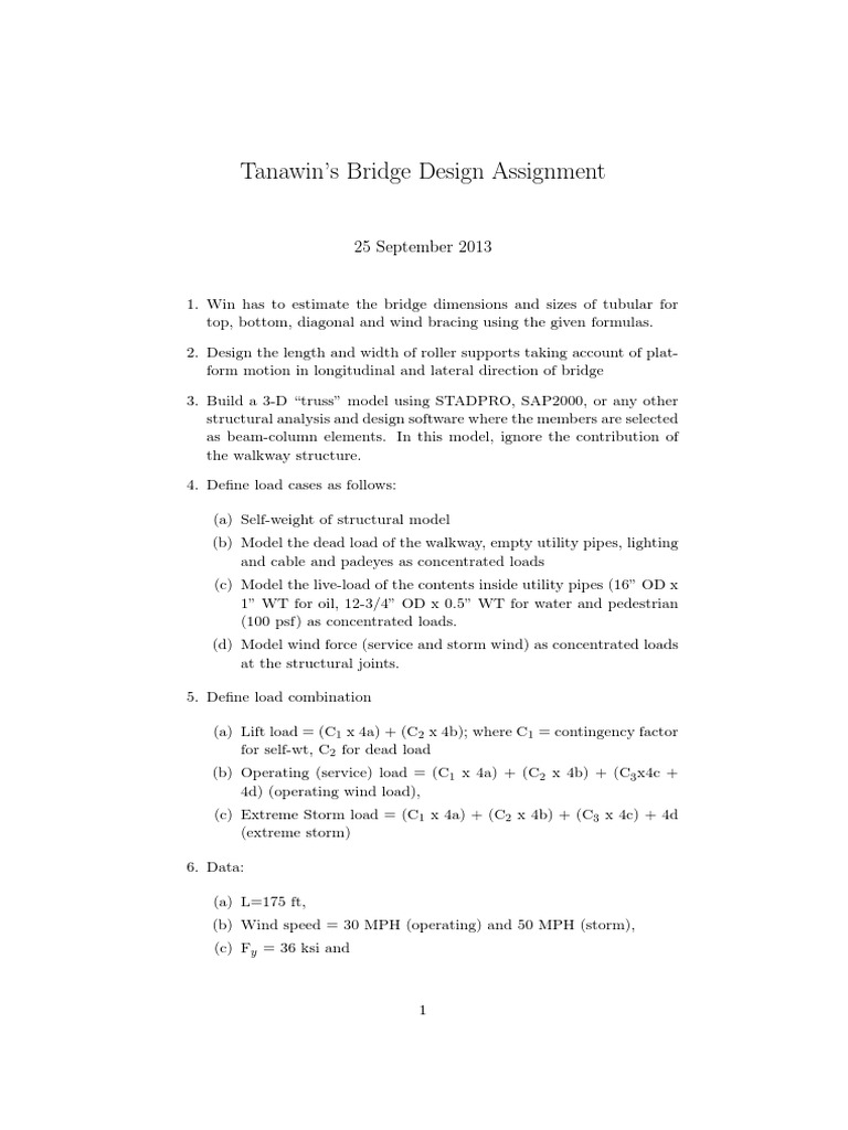 Tanawin's Bridge Design Assignment: 25 September 2013 | PDF