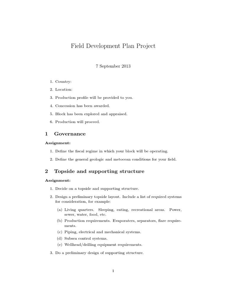 Field Development Plan Project: 1 Governance | PDF