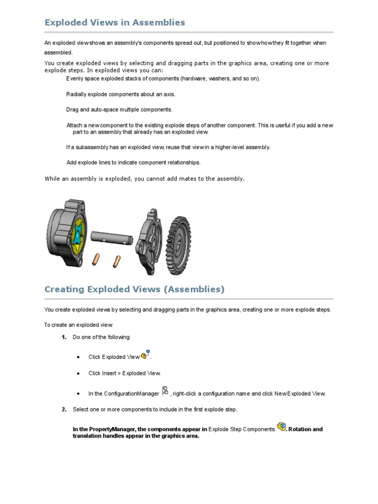 Exploded Views in Assemblies Solidworks 2016 | PDF | Rotation Around A Fixed Axis | Rotation