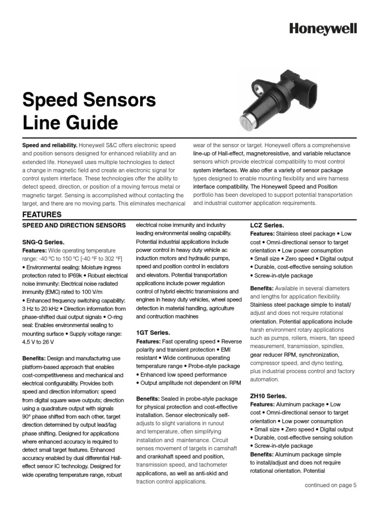 Honeywell Sensing Speed Sensors Line Guide 005893 4 en | PDF ...