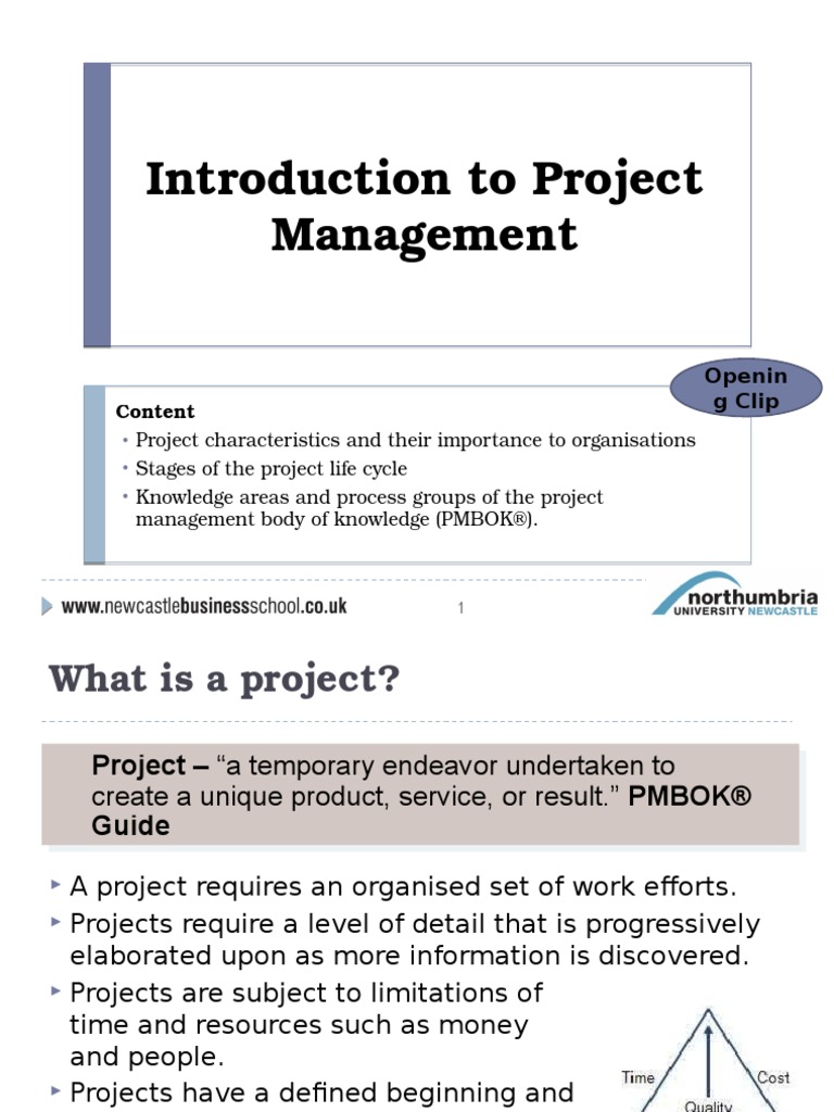 Intro To Project Management Lecture (For NX0473 2015-16) | PDF ...