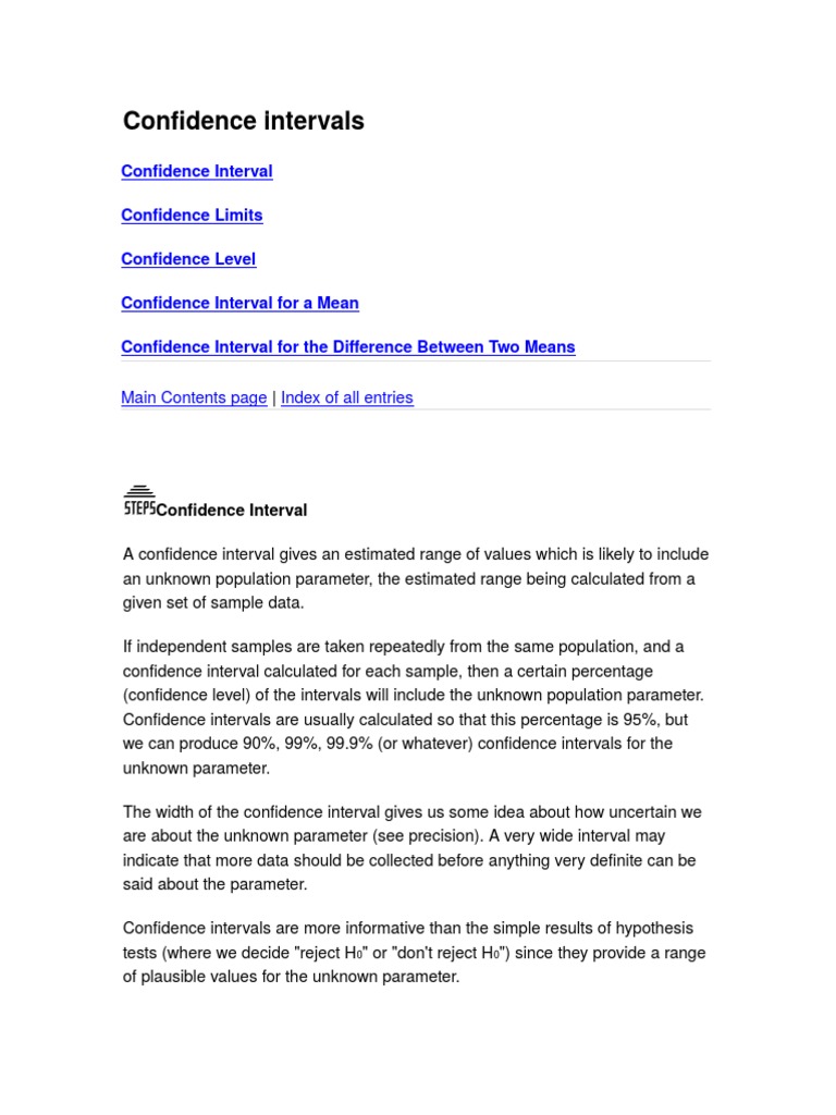 Confidence Intervals | PDF | Confidence Interval | Normal Distribution