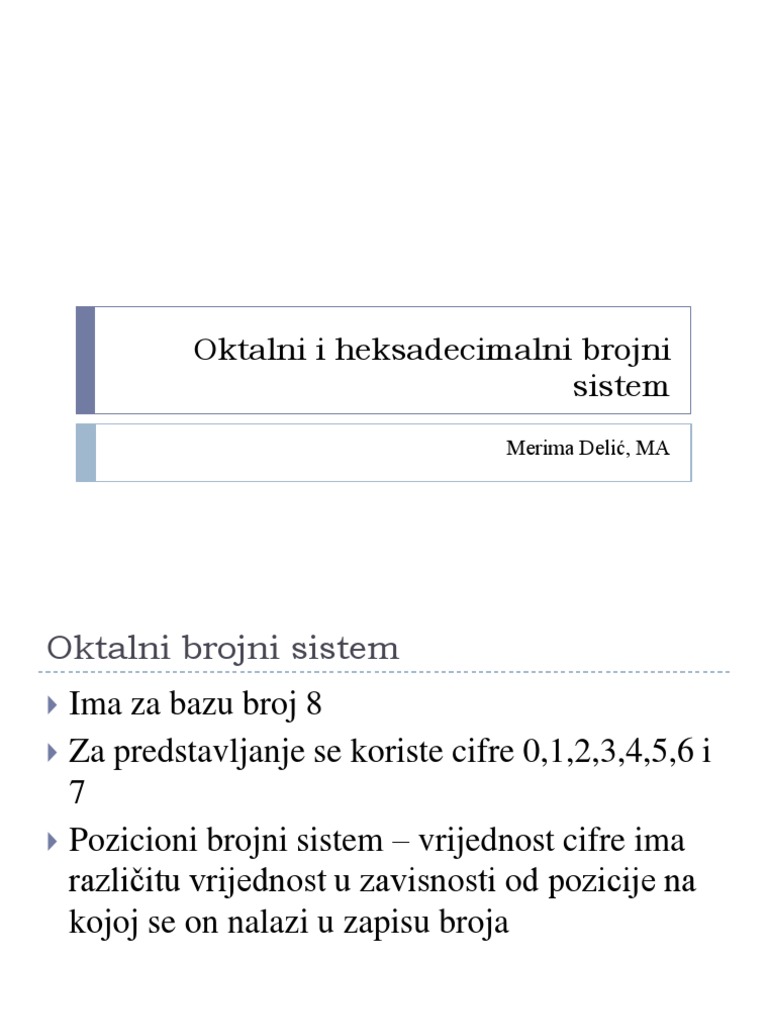 Oktalni I Heksadecimalni Brojni Sistem | PDF