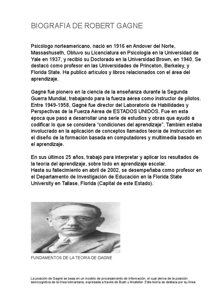 Biografia de Robert Gagne | PDF | Memoria | Atención