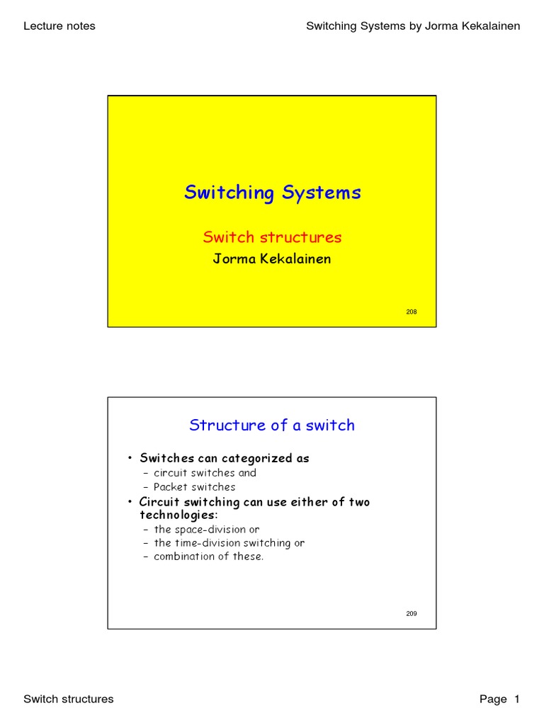 Switching Systems - Switch Structures | PDF | Electronics | Electrical ...