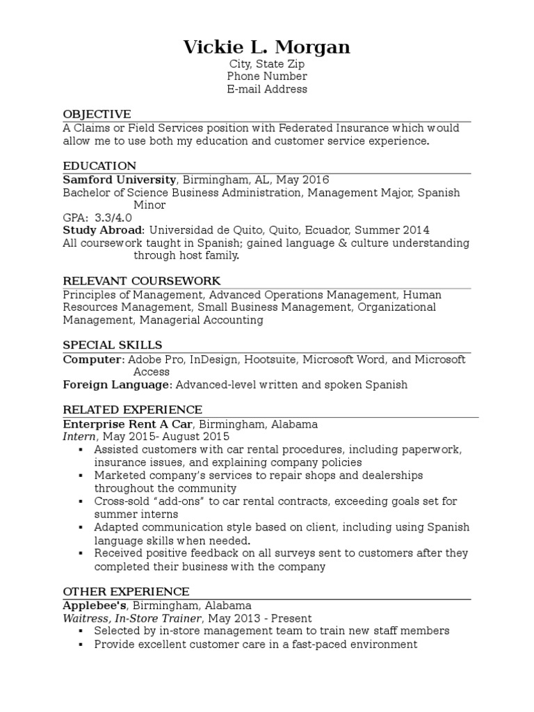 Resume Example Limited Experience | PDF