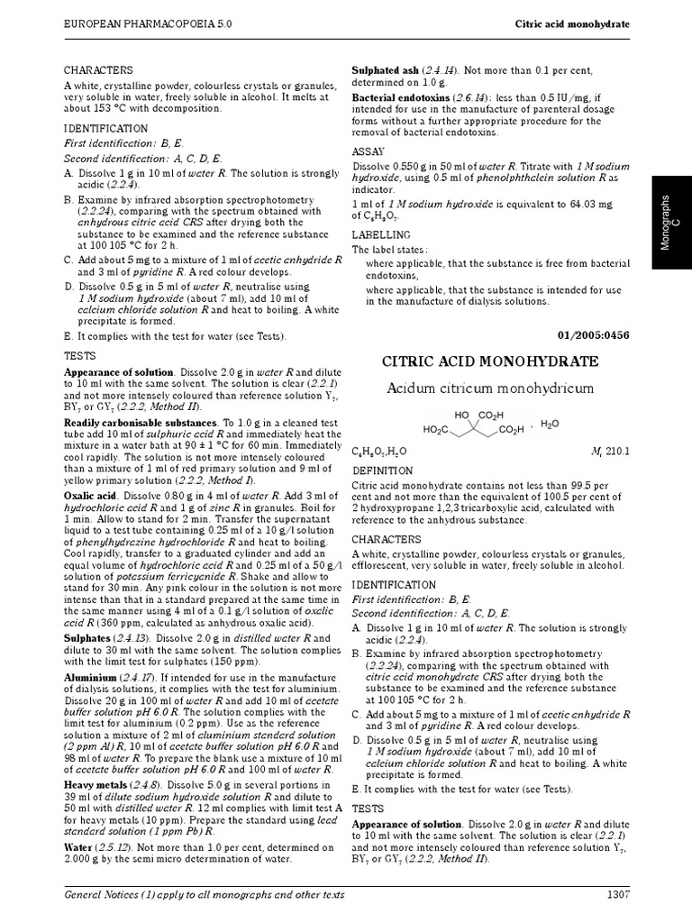 0456e Citric Acid | PDF | Solution | Thin Layer Chromatography