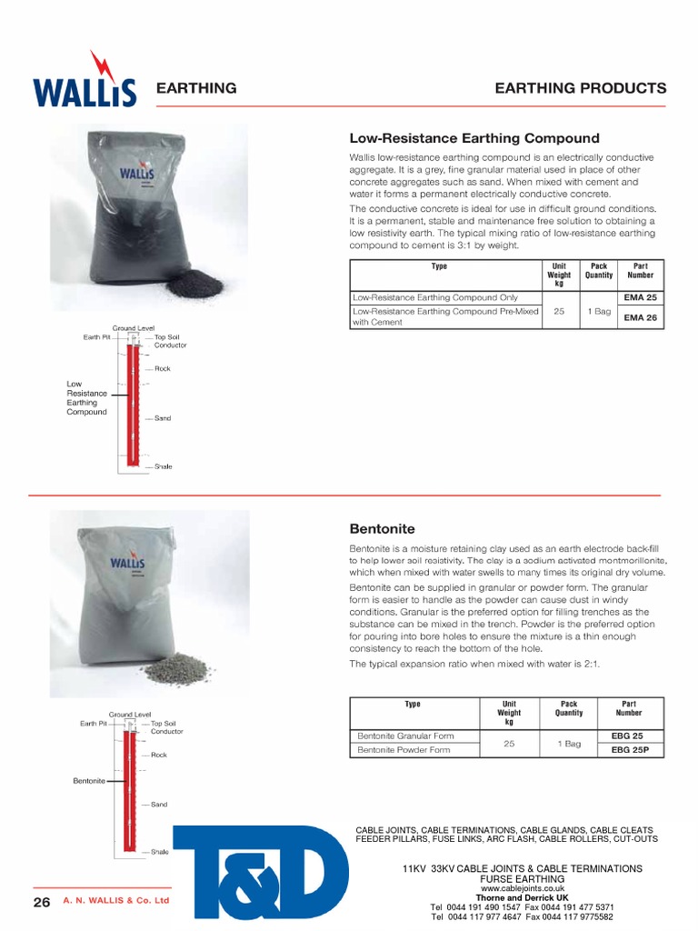 Marconite Low Resistance Earthing Compound Wallis EMA 25 | PDF | Home ...